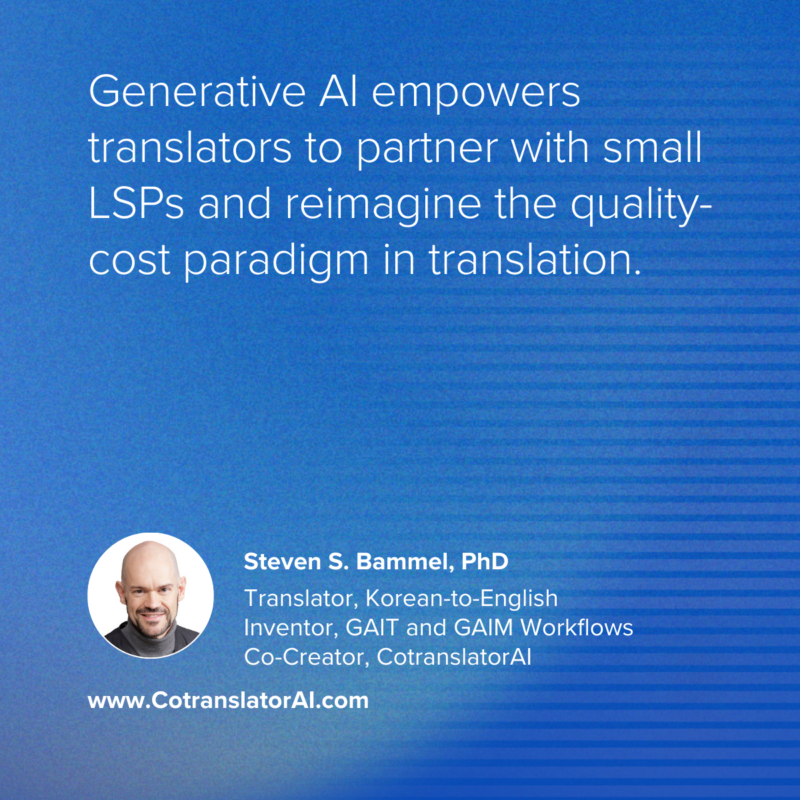We can partner with our small-LSP clients to redefine translation with ...
